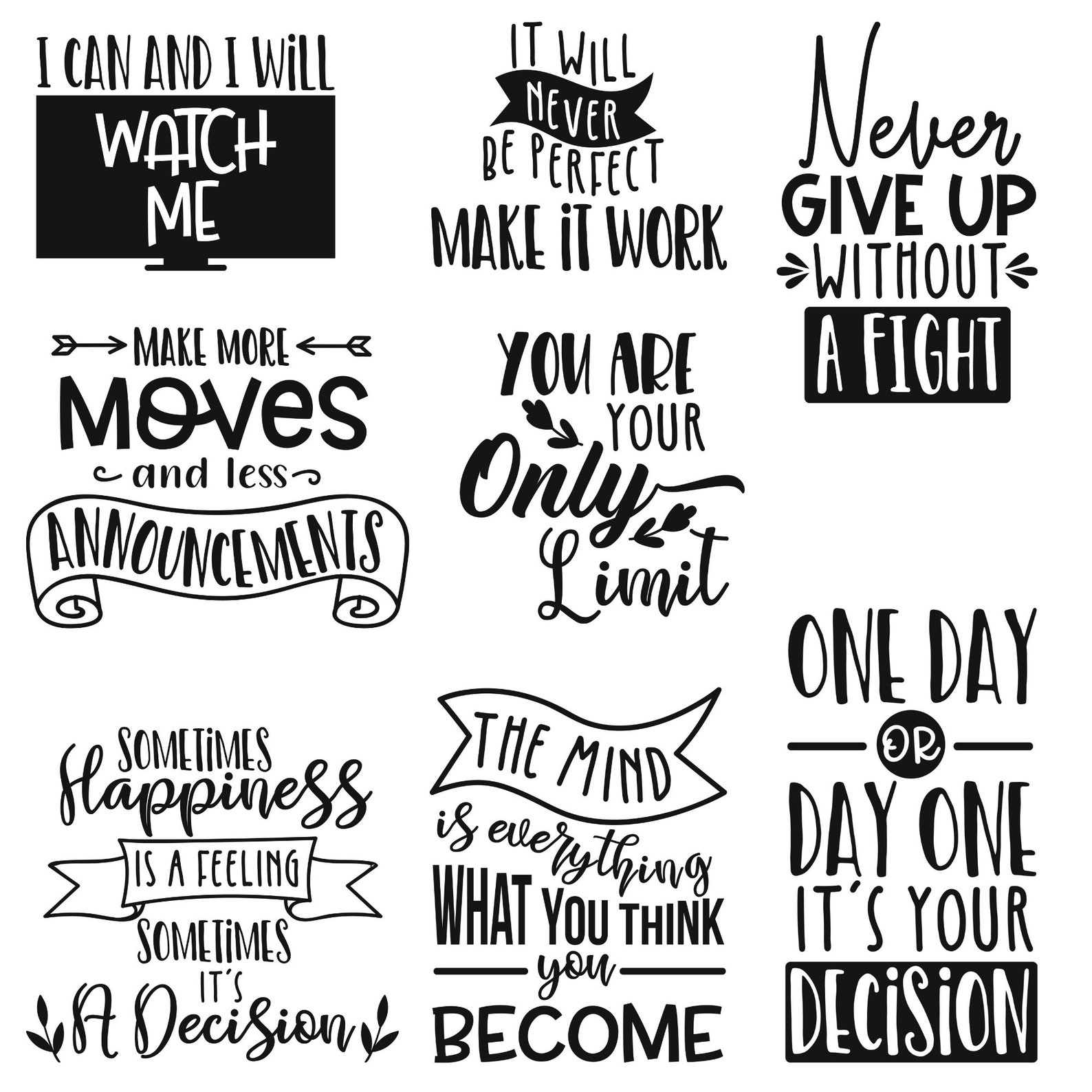 24 Motivational SVG Bundle, Svg Designs, Svg Quotes, Svg Sayings, Svg ...