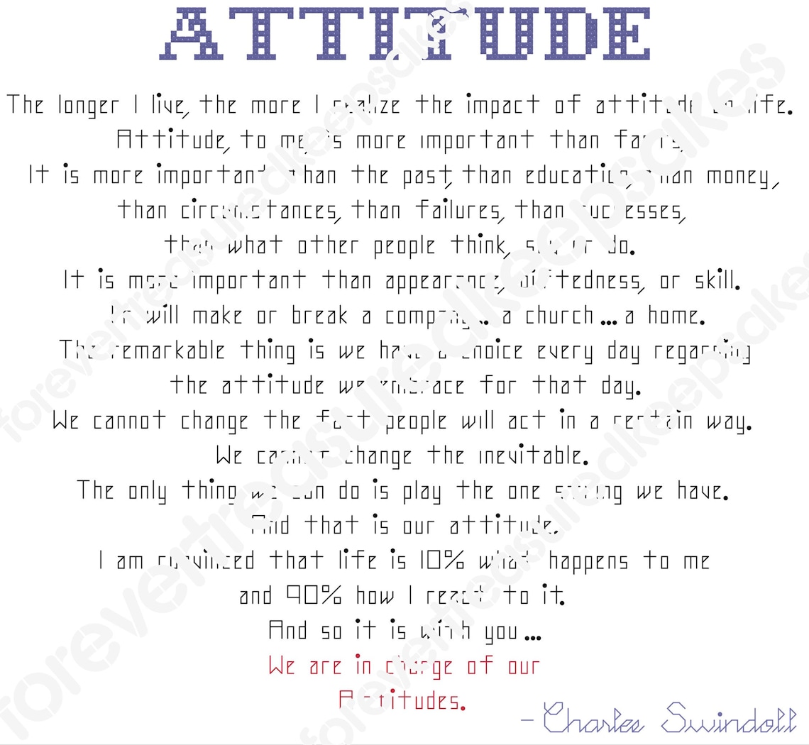 Attitude Poem by Charles Swindoll PDF Pattern Only / Cross Stitch ...
