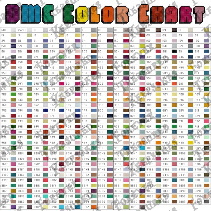 Dmc Floss Color Chart - Etsy