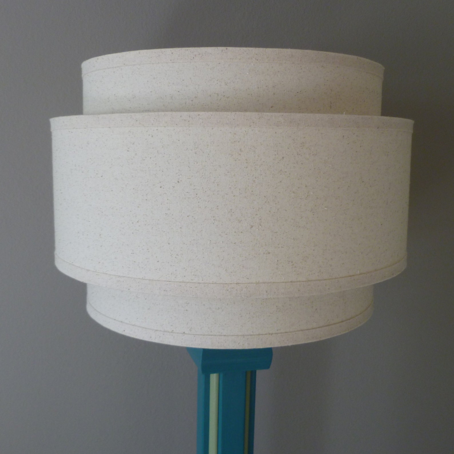 3-tier 18" Hardback Lamp Shade in Off-white Muslin Fabric With Edge ...