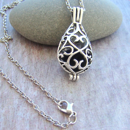 Filigree Teardrop Essential Oil Diffuser Necklace - Etsy