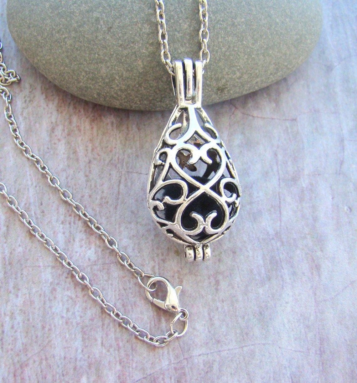 Filigree Teardrop Essential Oil Diffuser Necklace - Etsy