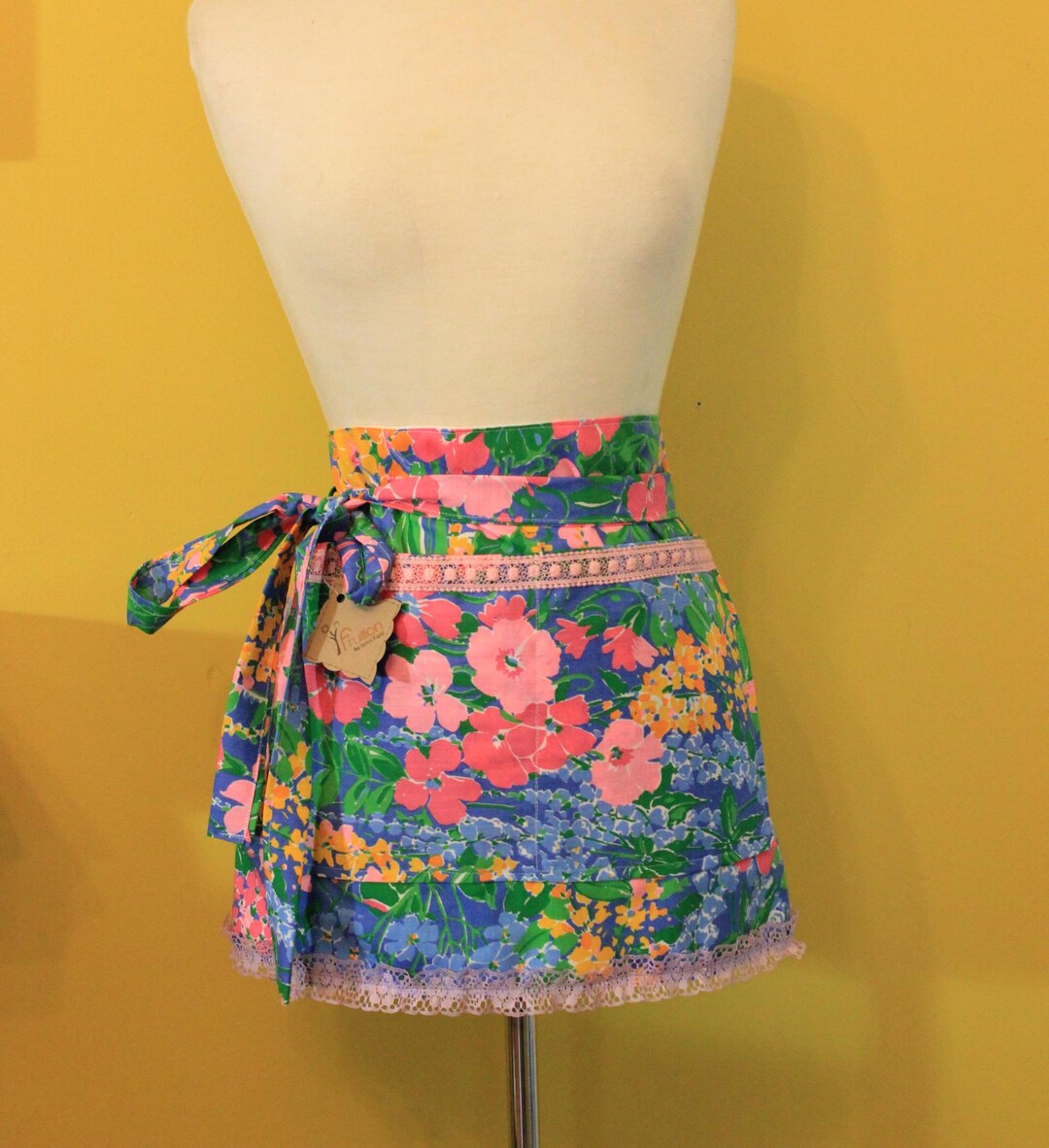 Lily Inspired Vintage Floral Waist Tie Apron/half Apron/hostess Apron ...
