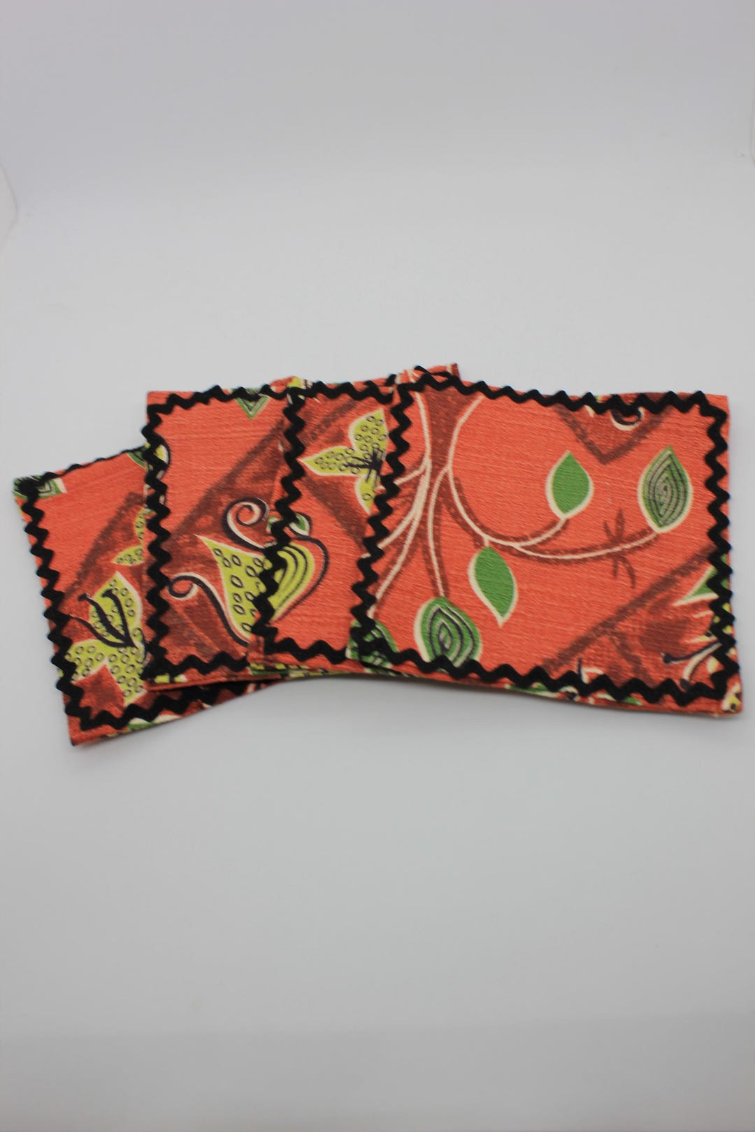 Vintage Bark Cloth Coaster Set/set of 4 - Etsy