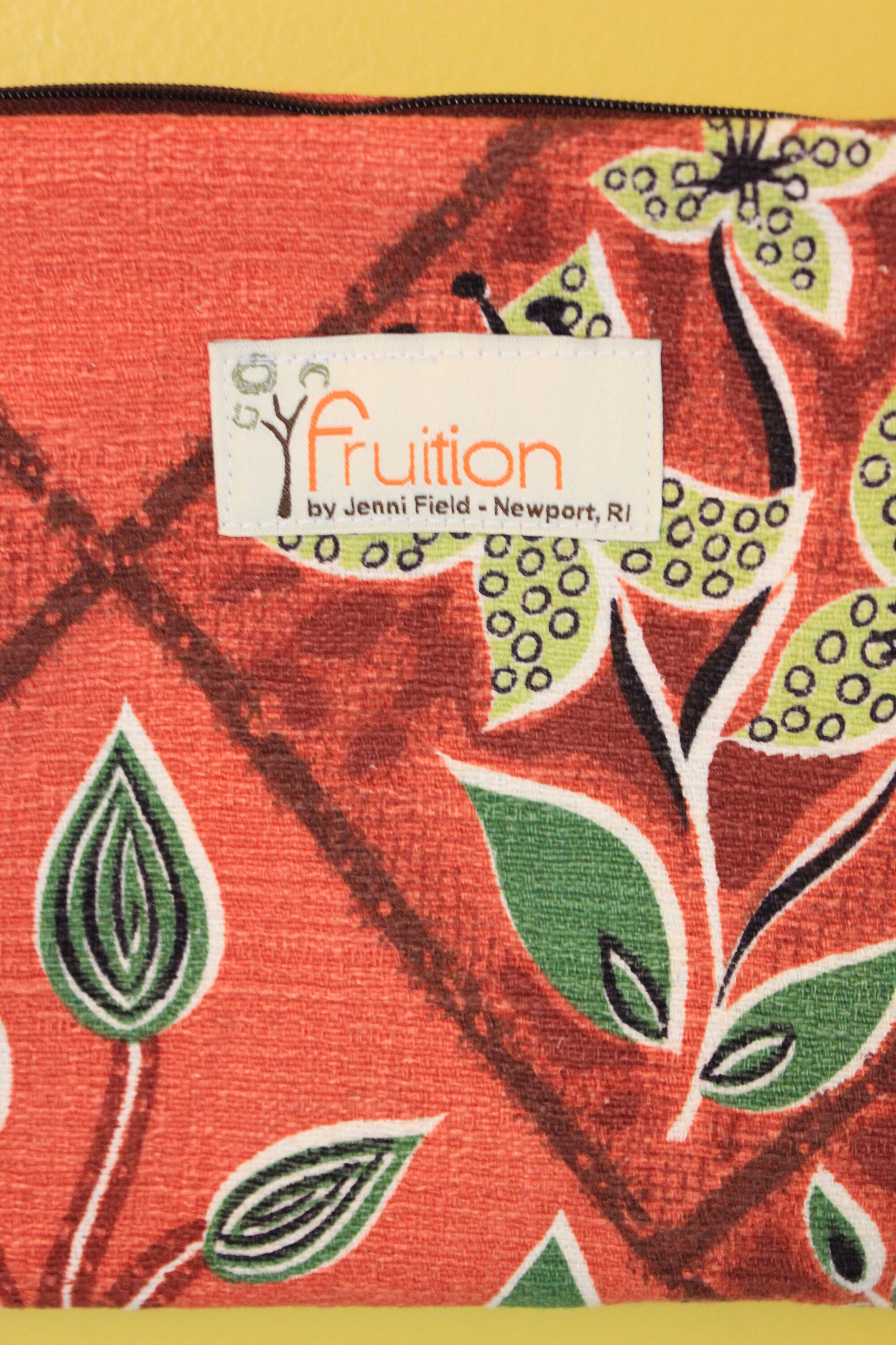 Rare Handmade Vintage Retro Bark Cloth Fabric Zipper Pouch/recycled ...