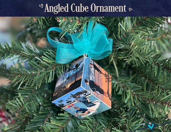 Personalized ANGLED Cube Ornament Keepsake Gift Family | Etsy