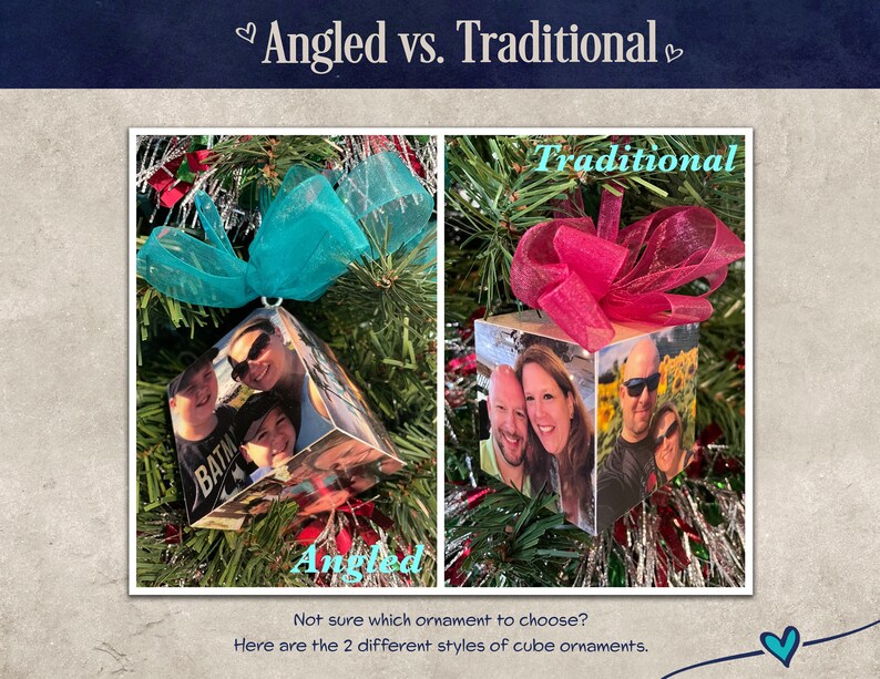 Personalized ANGLED Cube Ornament Keepsake Gift Family - Etsy