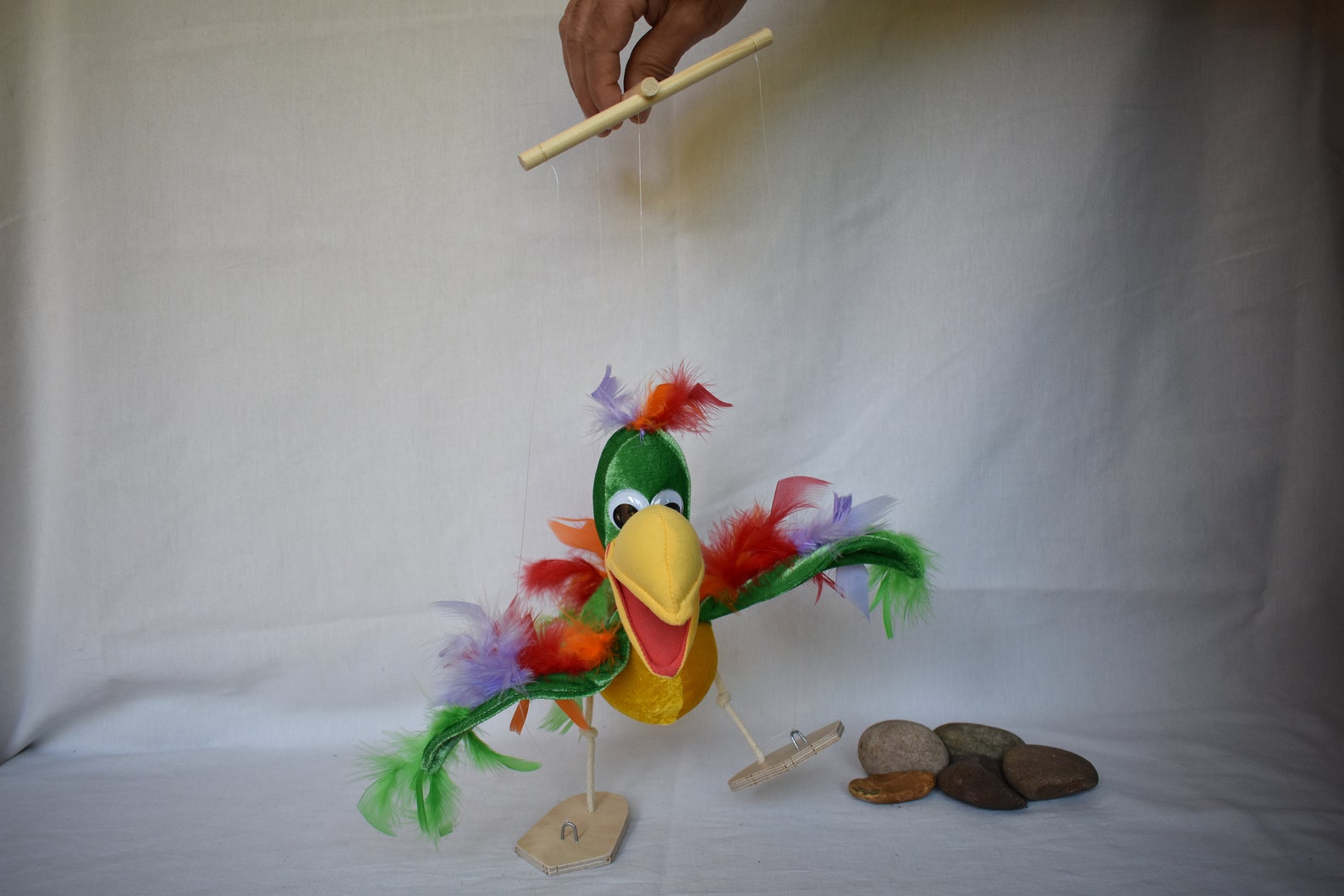 Parrot Marionette Puppet on Three Strings, Marionette Puppet Toy ...