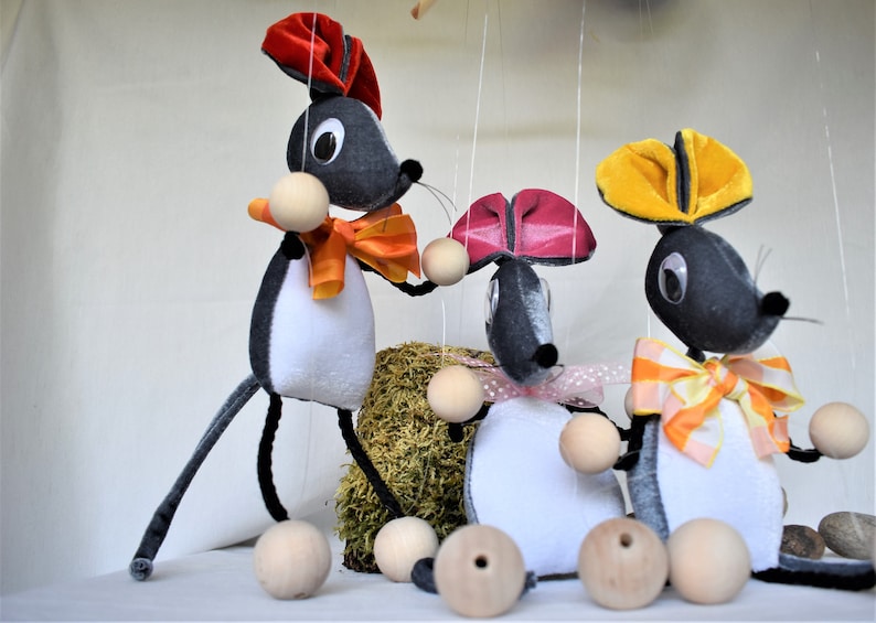 Mouse Puppet on Three Strings, Marionette Animal Puppet, Puppet Toys ...