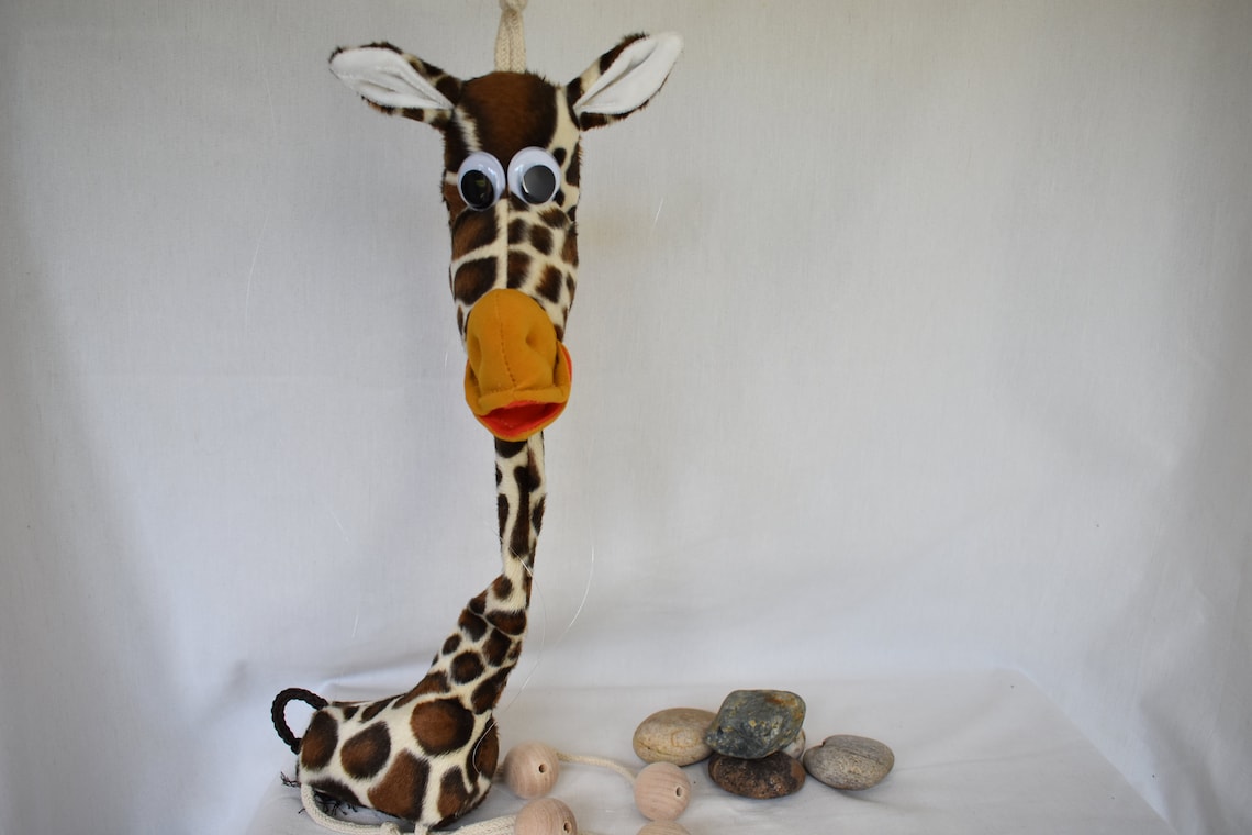 Giraffe Animal Marionette Puppet on Four Strings, Giraffe Soft Toy ...