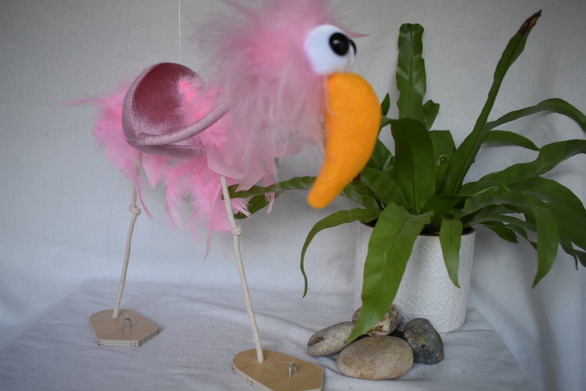 Flamingo Marionette Puppet on Four Strings, Ostrich Soft Toy Puppet ...