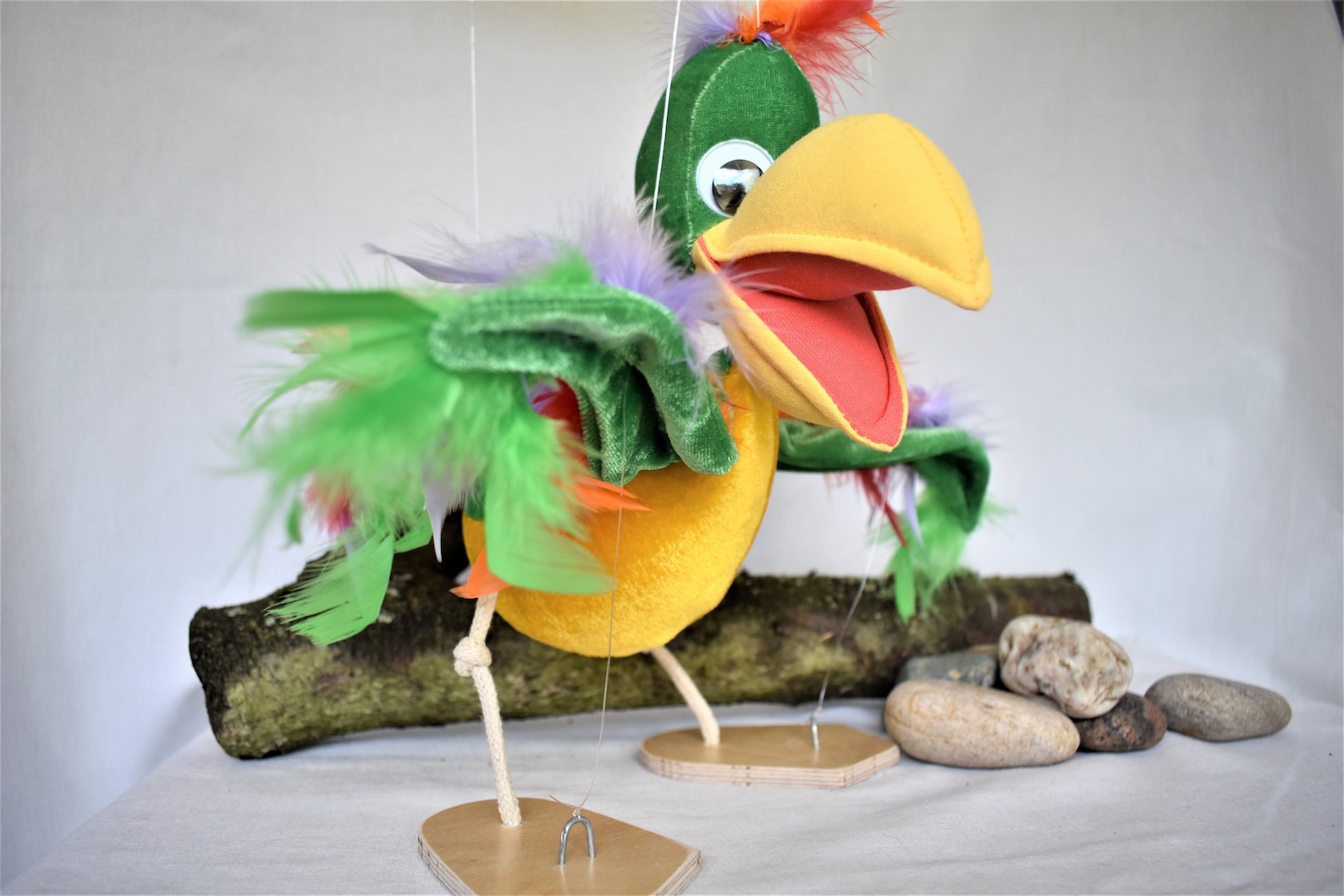 Parrot Marionette Puppet on Three Strings, Marionette Puppet Toy ...