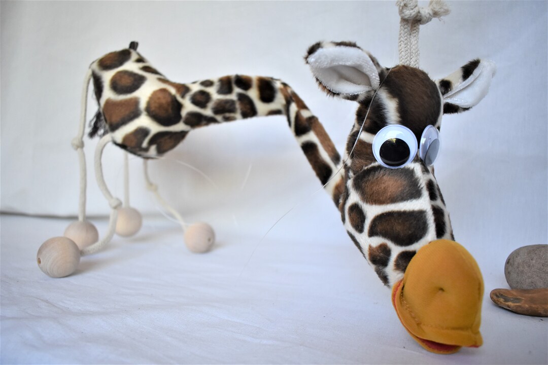 Giraffe Animal Marionette Puppet on Four Strings, Giraffe Soft Toy ...