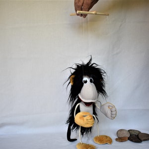 Monkey Marionette Puppet on Three Strings, Monkey Soft Toy Puppet ...