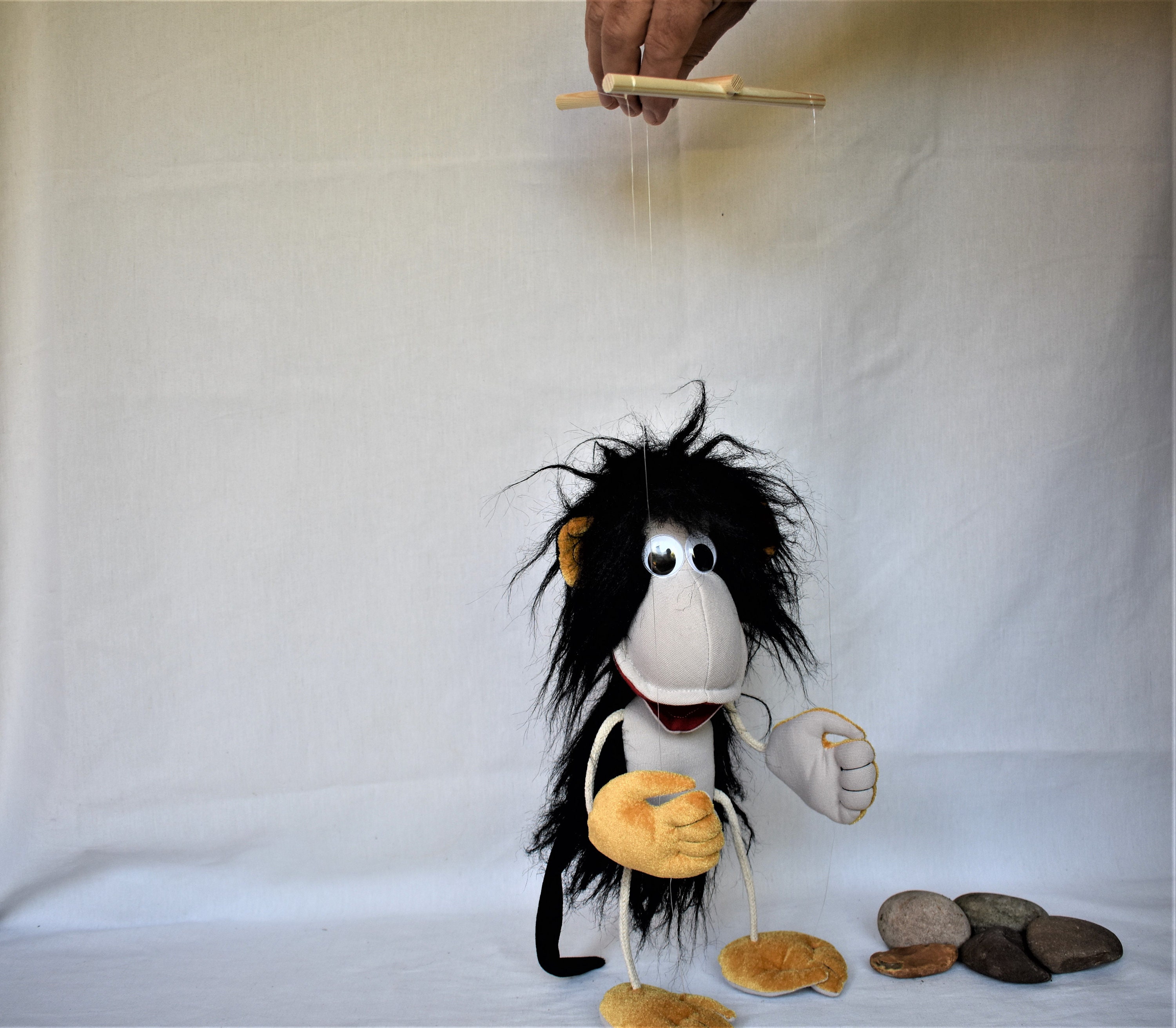 Monkey Marionette Puppet on Three Strings, Monkey Soft Toy Puppet ...