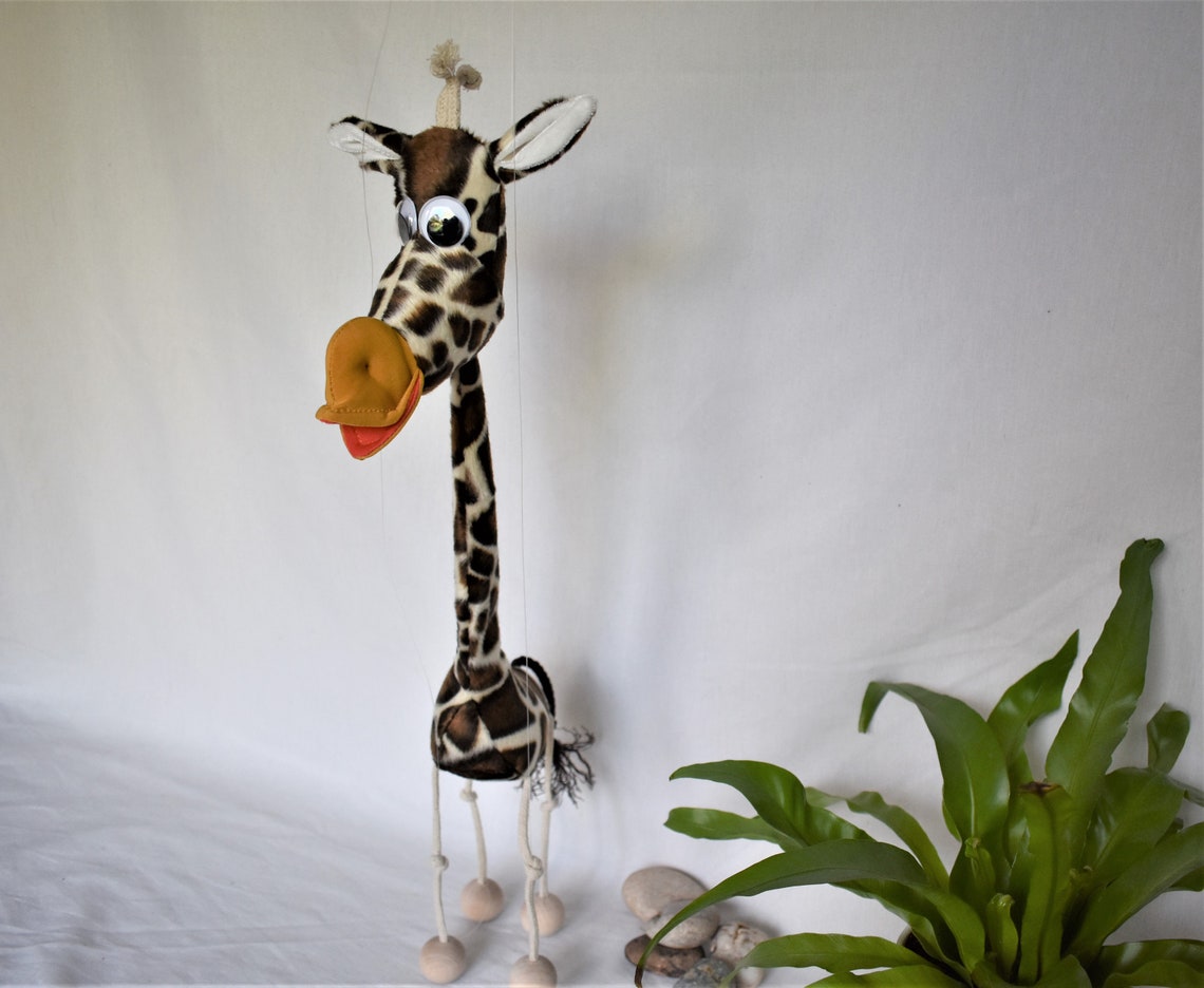 Giraffe Animal Marionette Puppet on Four Strings, Giraffe Soft Toy ...