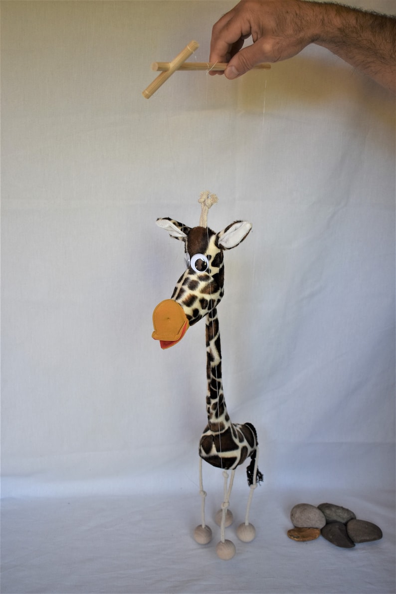 Giraffe Animal Marionette Puppet on Four Strings, Giraffe Soft Toy ...