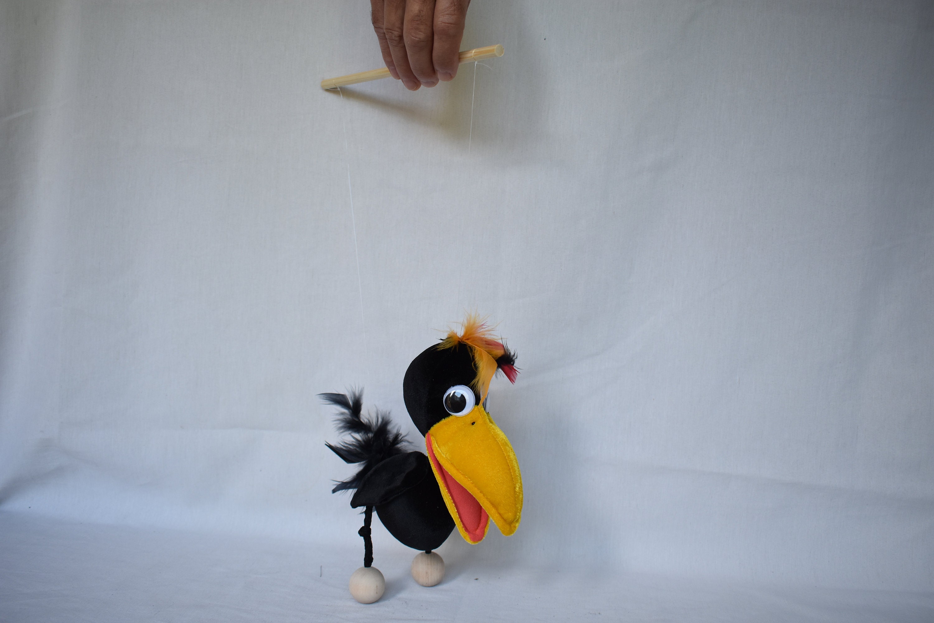 Crow Bird Animal Marionette Puppet on Two Strings | Animal Puppet Toy ...