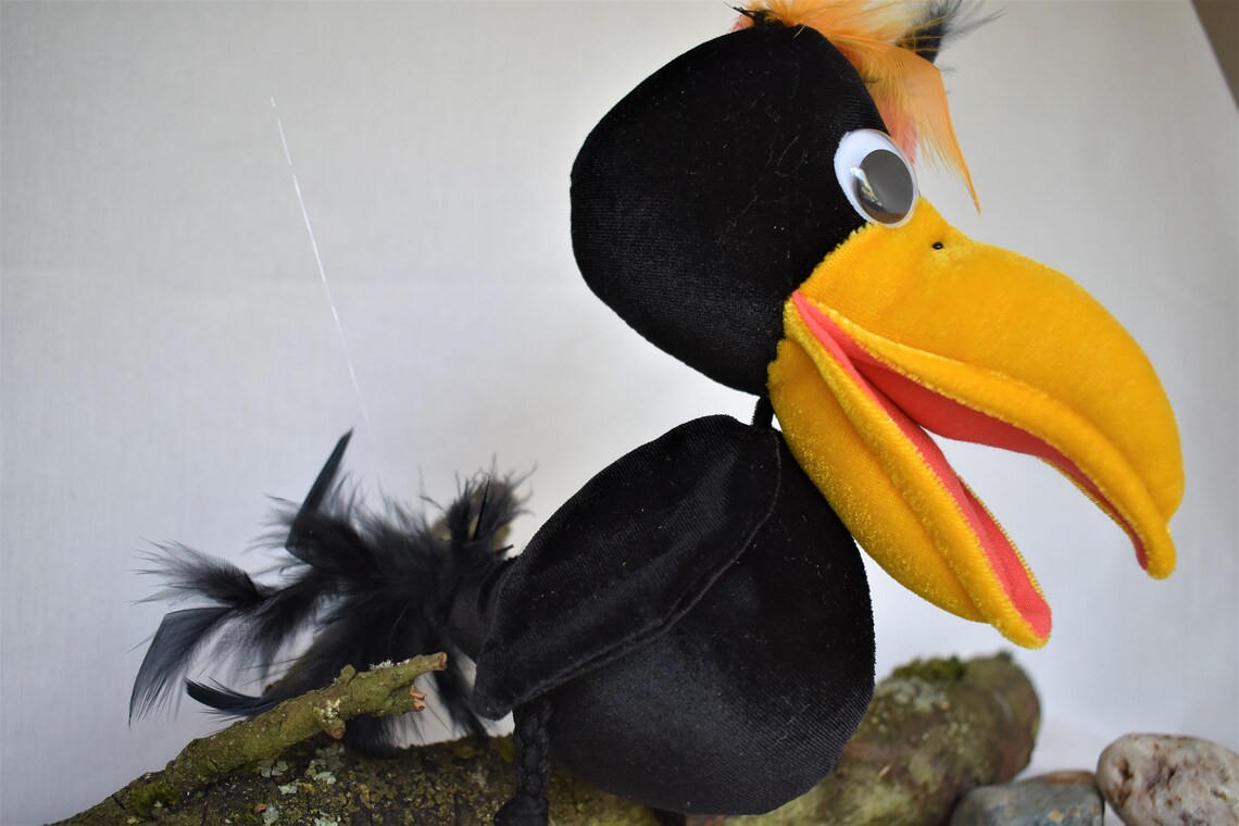 Crow Bird Animal Marionette Puppet on Two Strings | Animal Puppet Toy ...