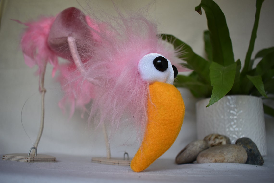 Flamingo Marionette Puppet on Four Strings, Ostrich Soft Toy Puppet ...