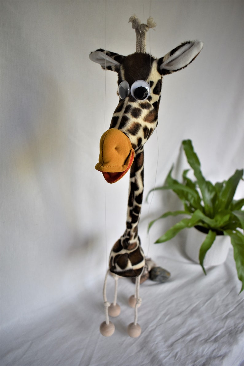 Giraffe Animal Marionette Puppet on Four Strings, Giraffe Soft Toy ...