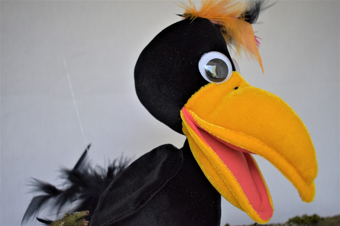 Crow Bird Animal Marionette Puppet on Two Strings | Animal Puppet Toy ...