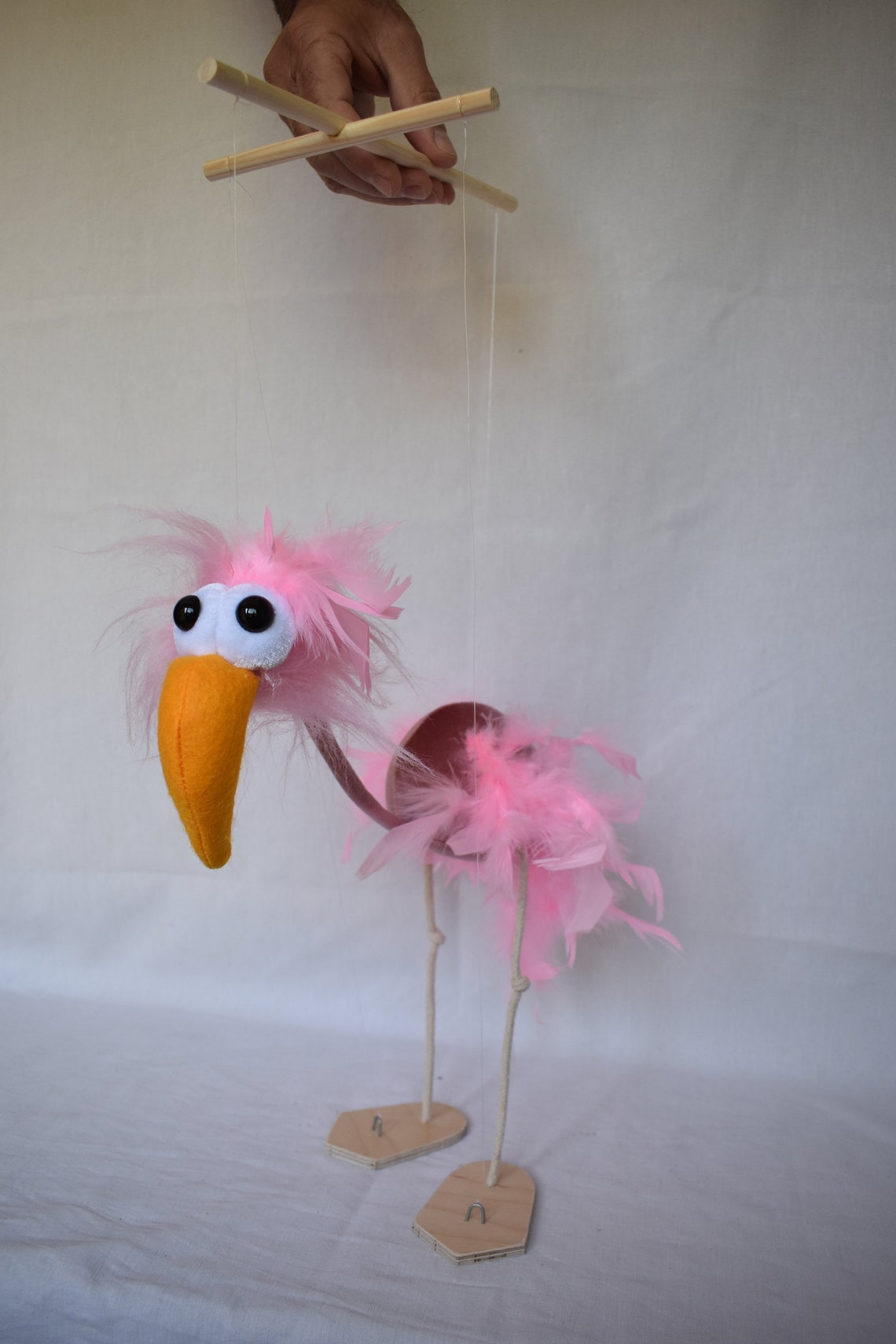 Flamingo Marionette Puppet on Four Strings, Ostrich Soft Toy Puppet ...