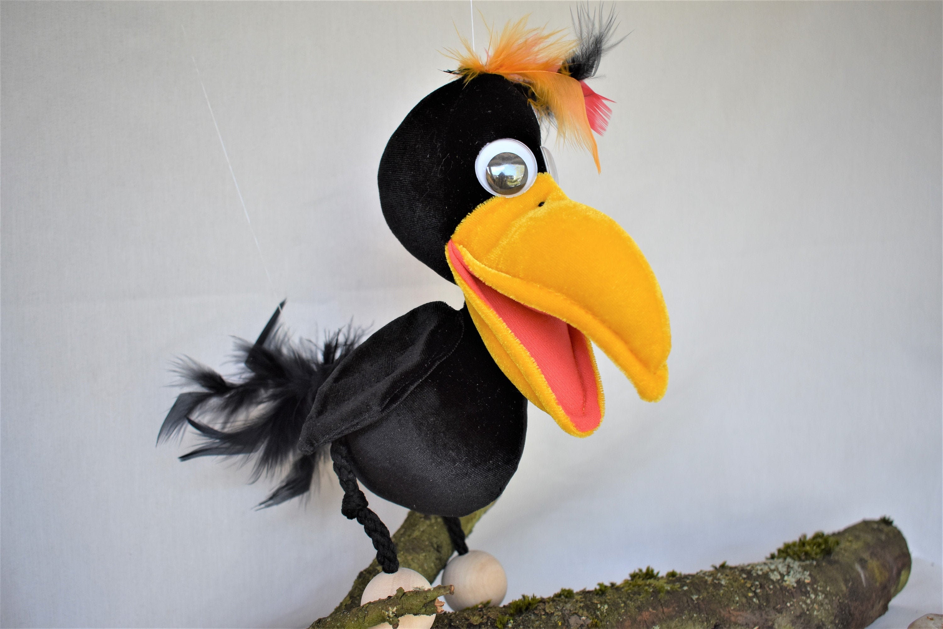 Crow Bird Animal Marionette Puppet on Two Strings | Animal Puppet Toy ...
