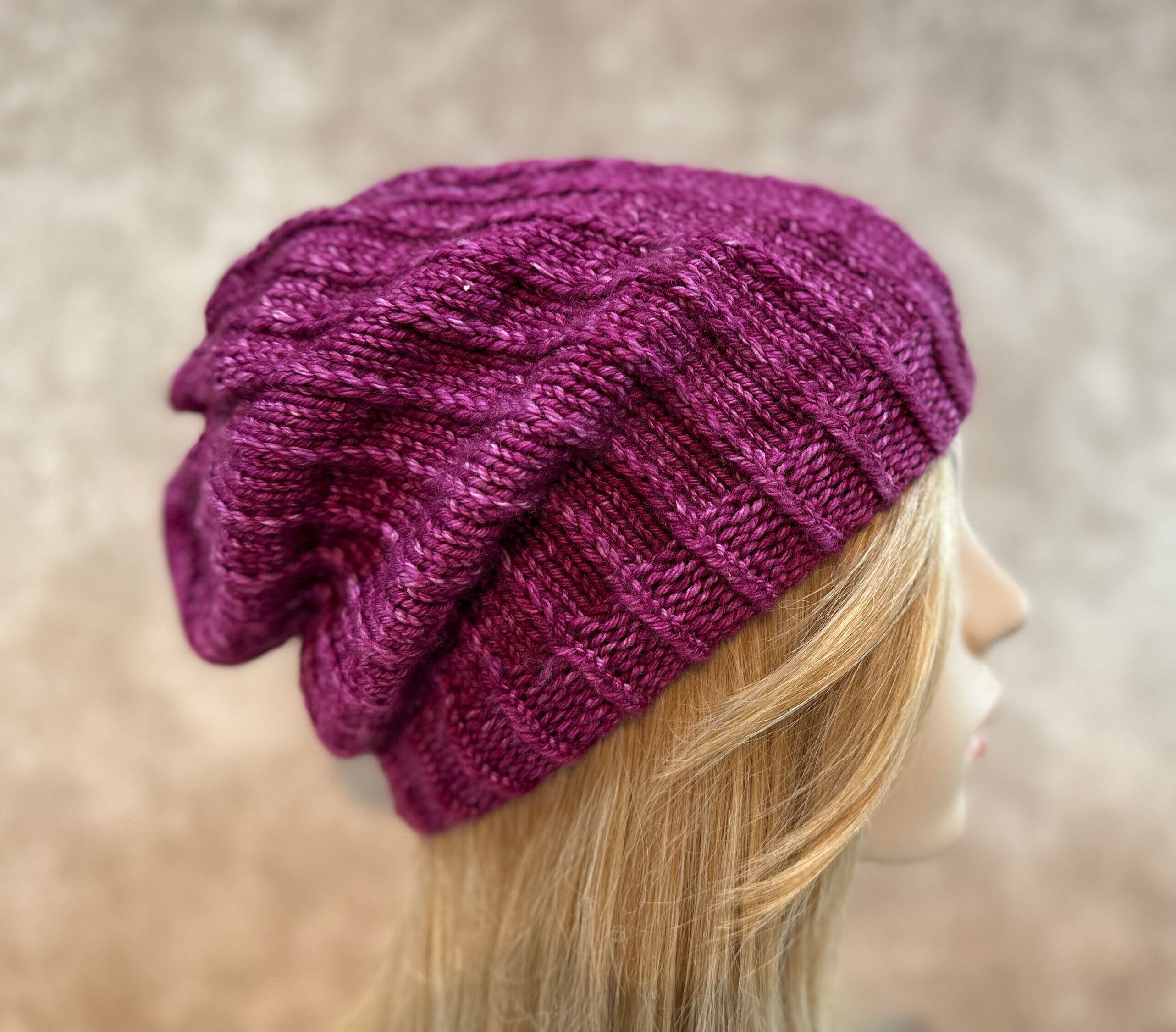 Slouchy Beanie Knitting Pattern: Women's Hat Pattern, Easy Knit (PDF ...