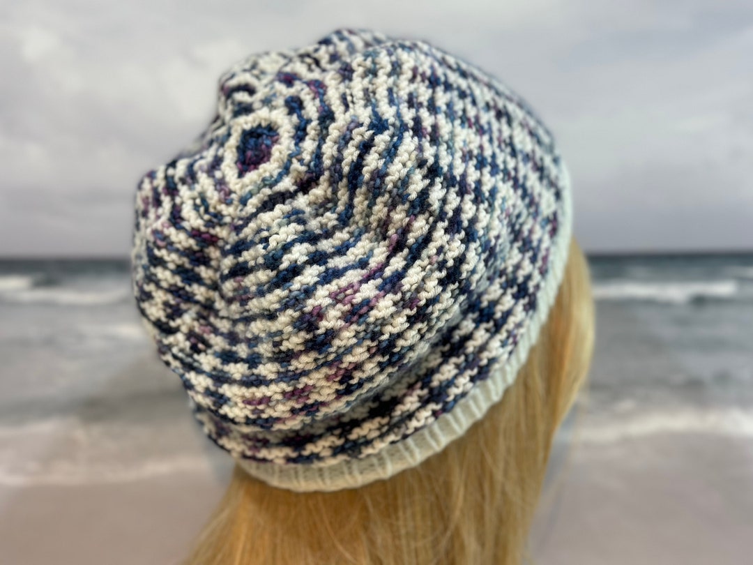 Women's Knitted Hat Tabby Tweed, Merino Wool and Silk Blend Yarn ...