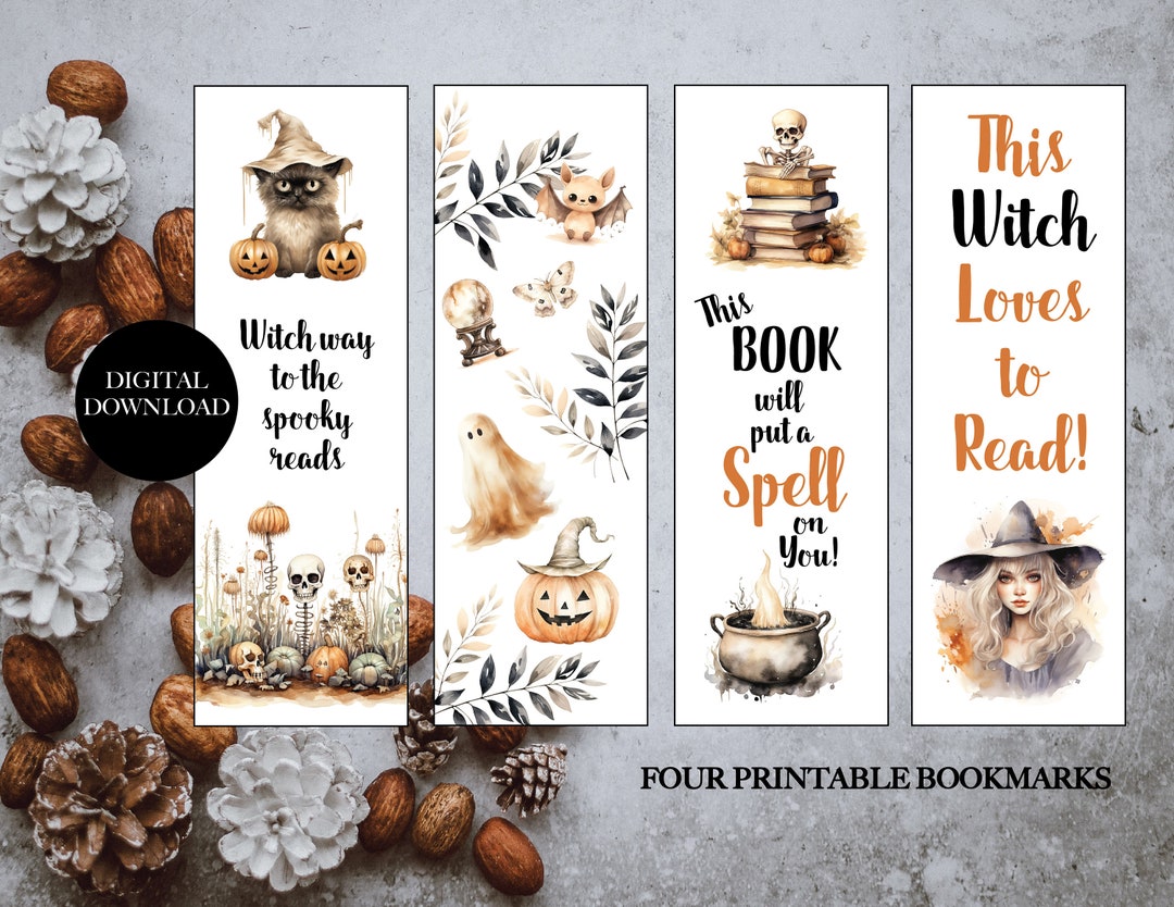 Printable Cute Halloween Bookmarks. Perfect for Spooky and - Etsy