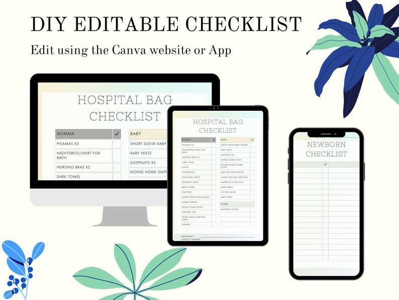 Hospital Checklist & Newborn Checklist - Digital Download for New ...