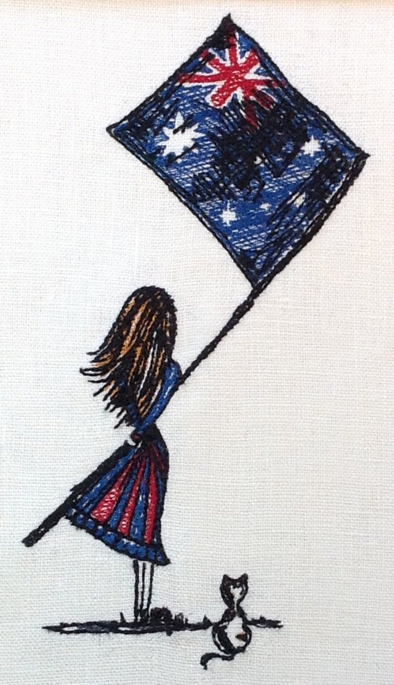 Embroidery Digital File Australian Flag Girl | Etsy