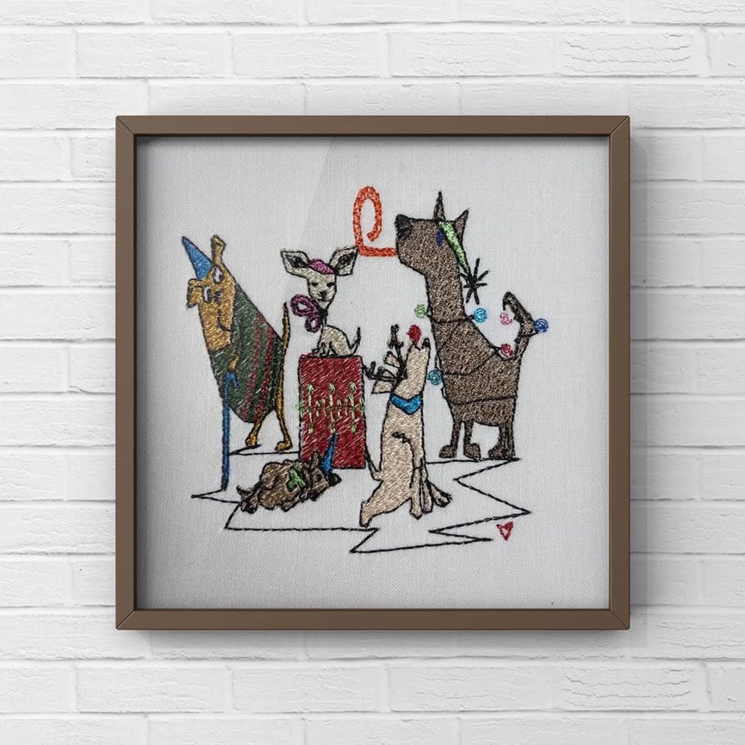 Embroidery Designs, Christmas Dogs Embroidery, Christmas Applique ...