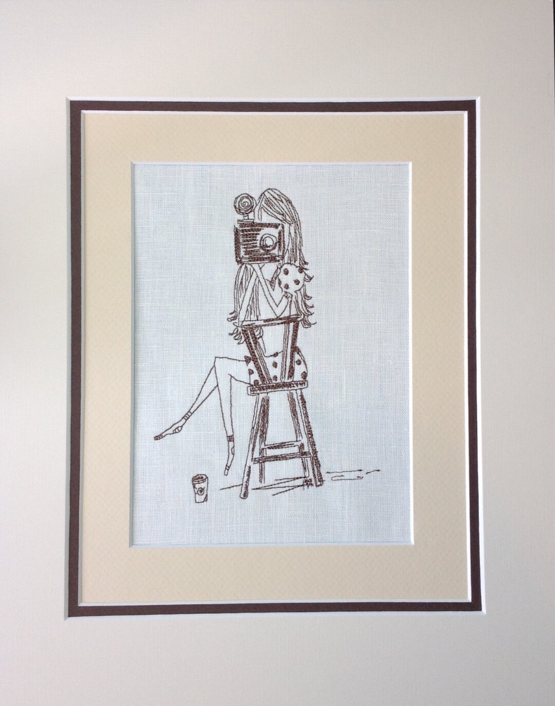 Embroidery Digital File "girl Sat With Camera" - Etsy