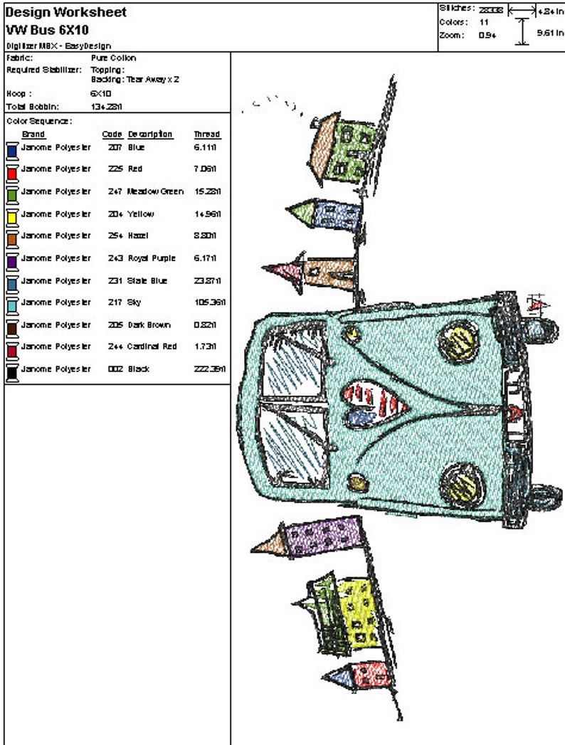 Embroidery Digital File vw Bus - Etsy