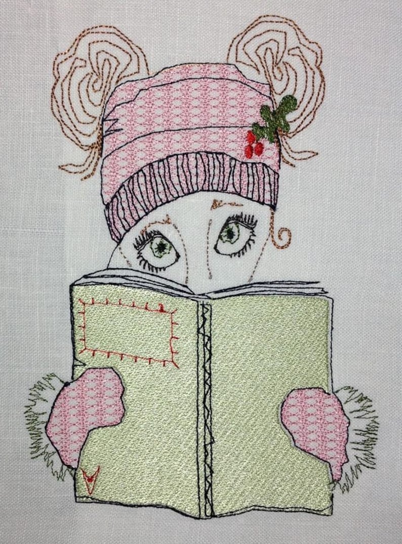 Reading Book Pillow Embroidery Designs Christmas Embroidery - Etsy