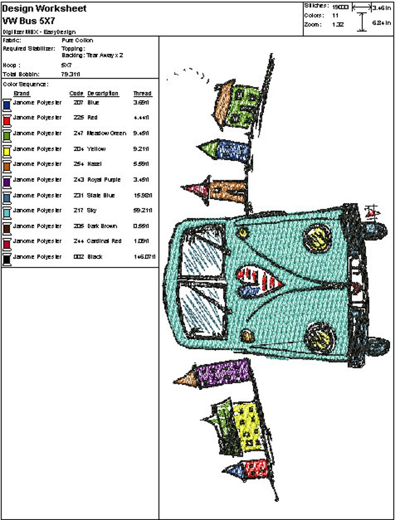 Embroidery Digital File vw Bus - Etsy