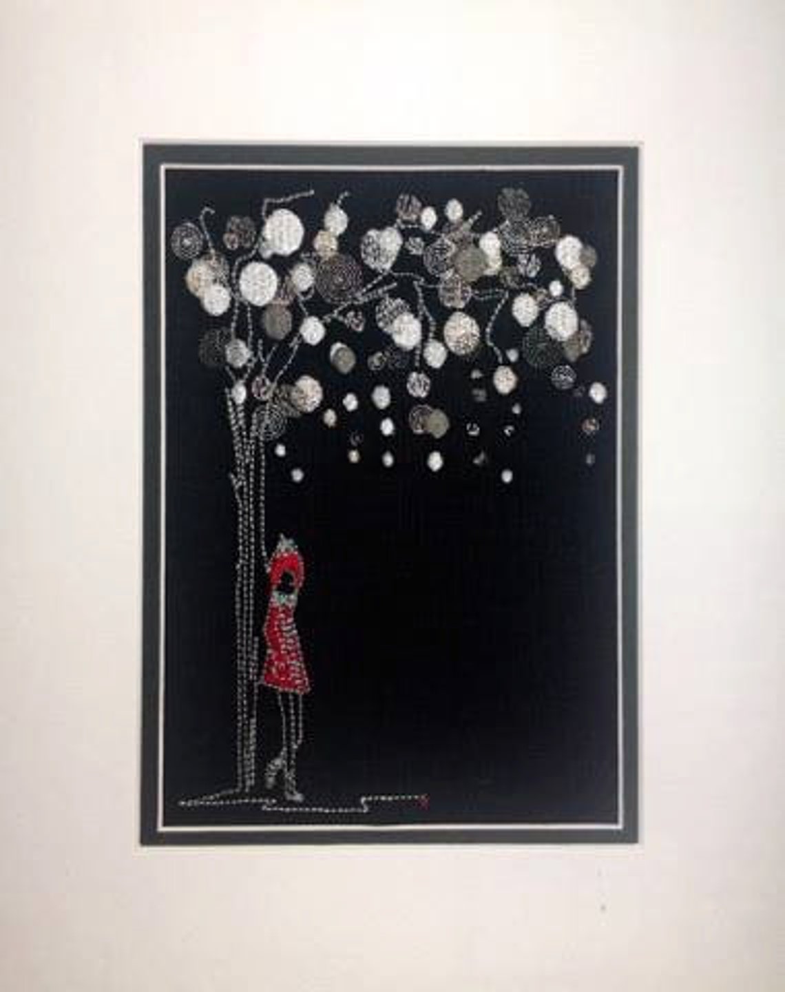 Embroidery Girl Standing Autumn Tree Designs, Christmas Embroidery ...