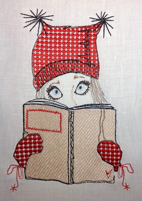Reading Book Pillow Embroidery Designs Christmas Embroidery - Etsy