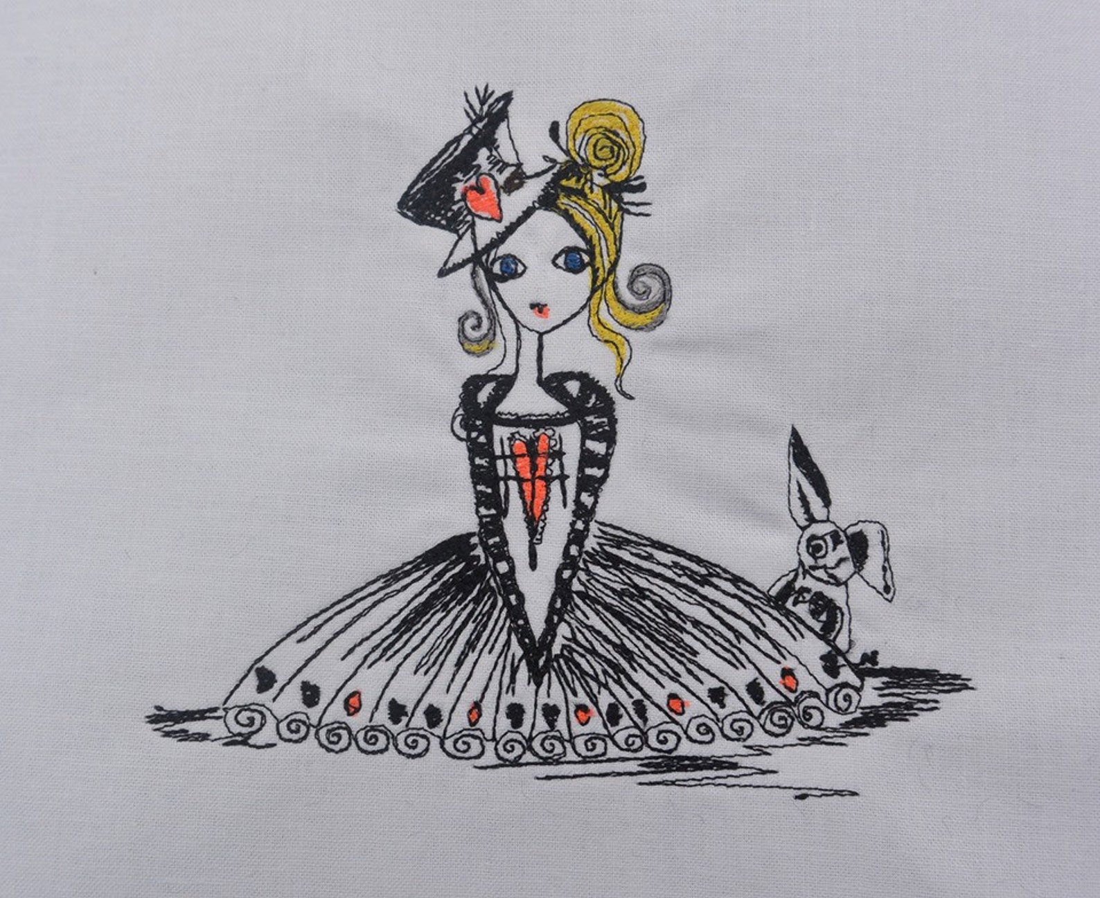 Alice in Wonderland Embroidery Filled Line Art Machine Design | Etsy