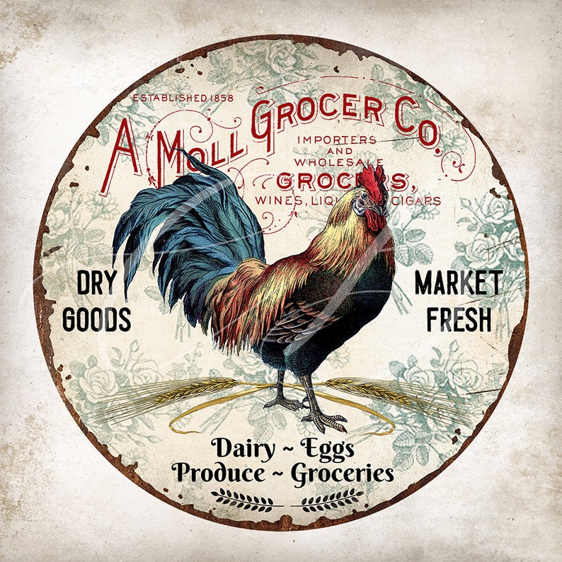 Vintage Rustic Farm Style Rooster Country Farmhouse DIY - Etsy