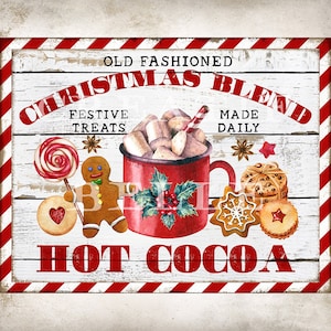 Christmas Hot Cocoa Cookies Sweets Festive Food Sign DIY Christmas ...