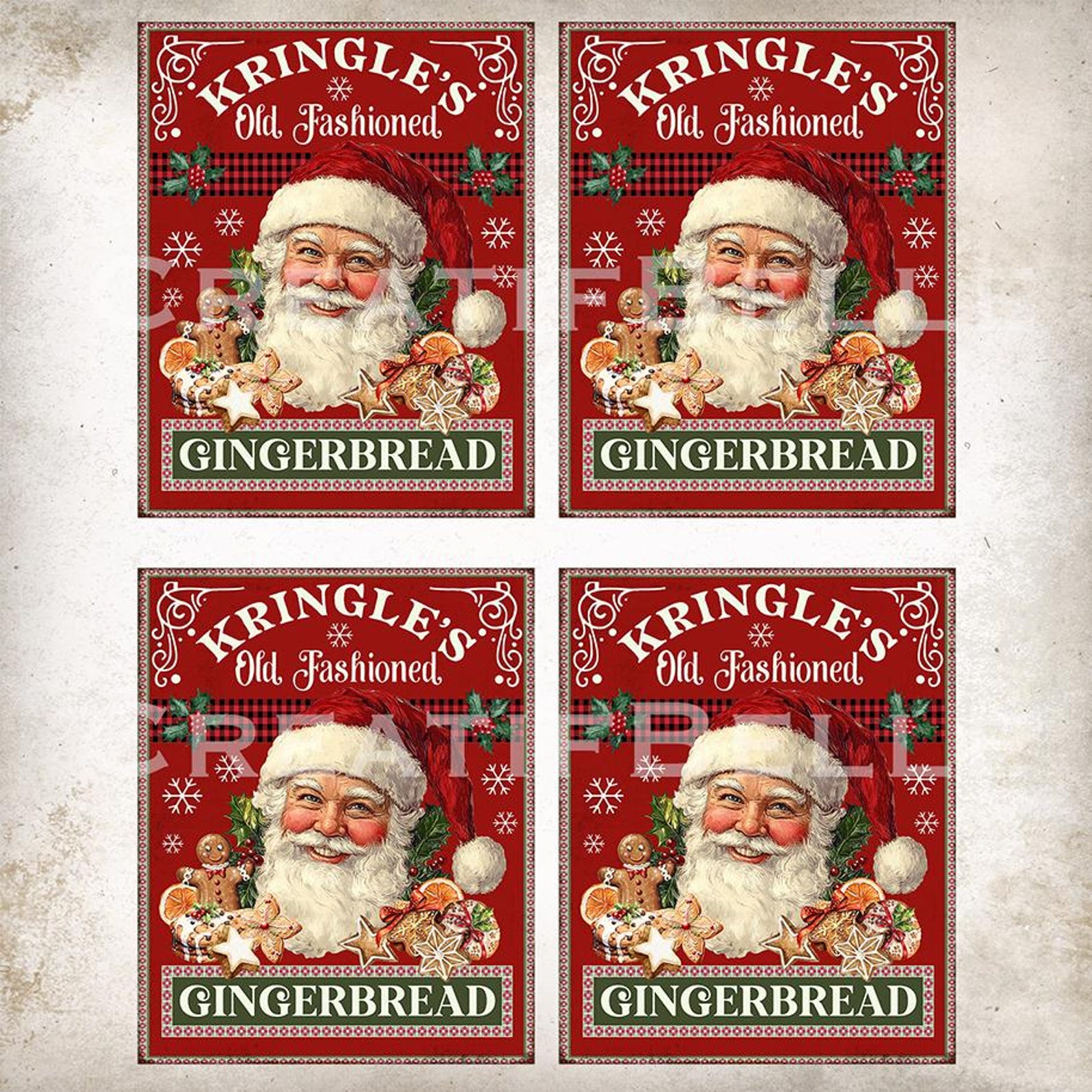 Vintage Retro Santa Gingerbread Cookies DIY Sign Farmhouse Christmas ...