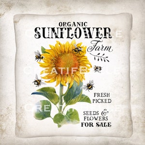 8.5x11inch PLUS 4x4inch Vintage Sunflower Sign, Sunflower Wreath Decor ...