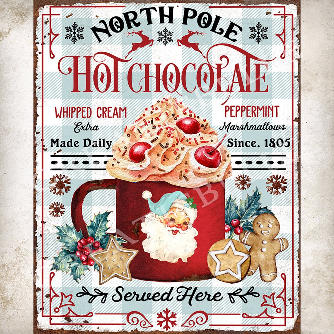 Hot Chocolate Christmas DIY Sign Farmhouse Christmas Decor Tiered Tray ...