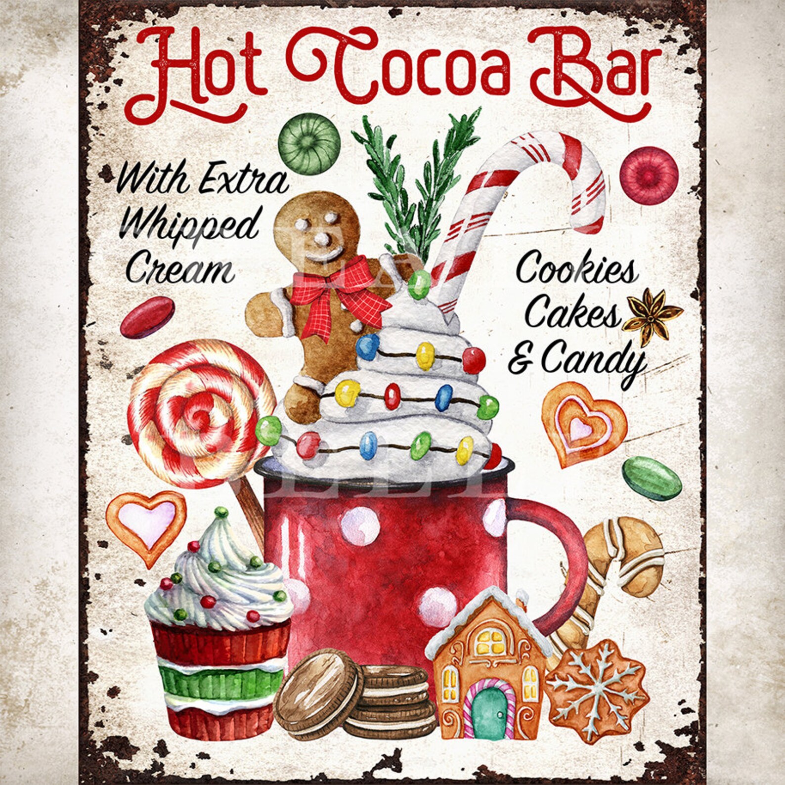 Retro Christmas Hot Cocoa Bar DIY Christmas Wreath Decor Sign - Etsy