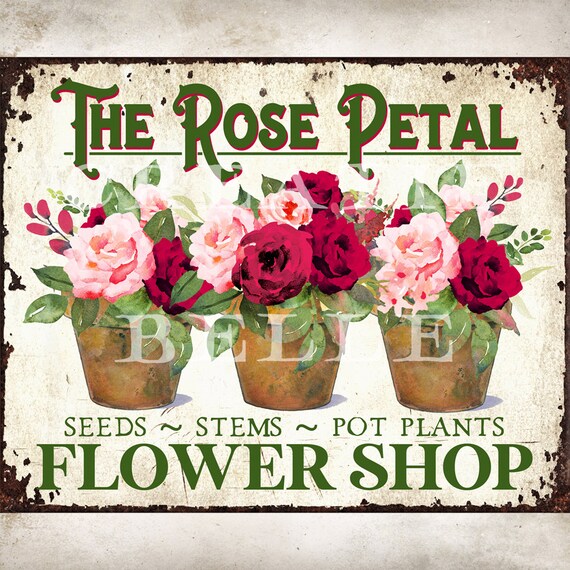 Rustic Flower Shop Sign DIY Wall Art Transfer Wreath Sign | Etsy