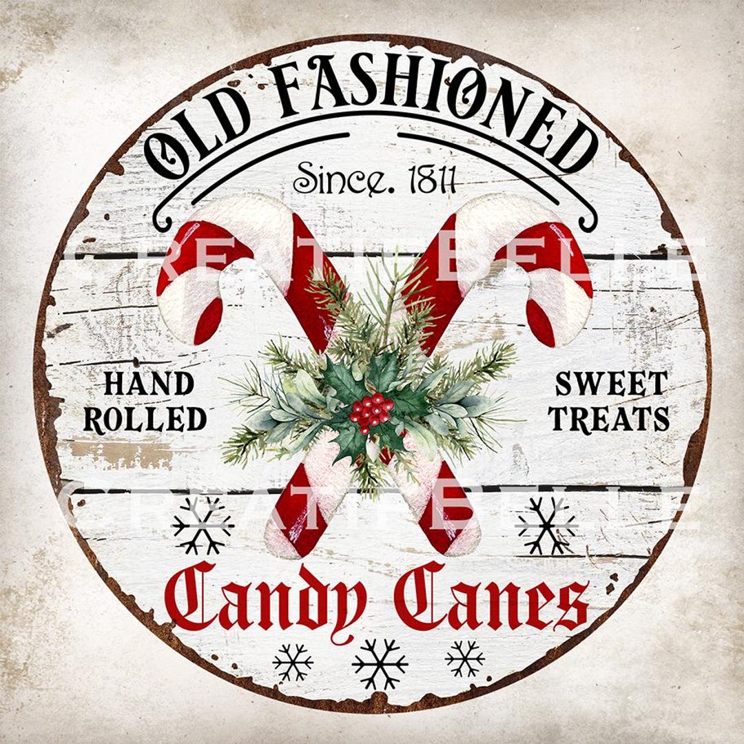 8 Inch Round Candy Canes Farmhouse Christmas Home Decor DIY Sign Door ...