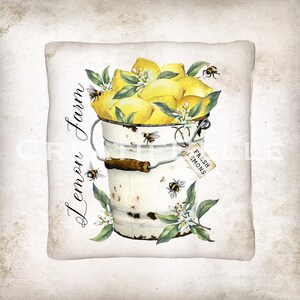 Farmhouse Bucket of Lemons , Blossoms and Bees Sign Vintage Fruit DIY ...